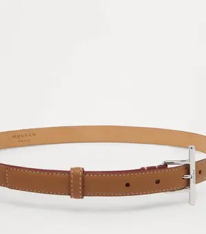Alexander McQueen Leather T-bar Belt - Brown