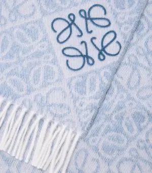 Loewe Wool-cashmere Anagram Scarf - Blue