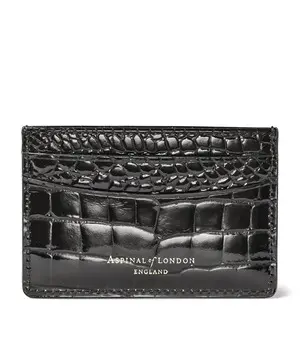 ASPINAL OF LONDON Croc-embossed Slim Card Holder - Black