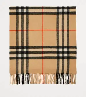 Burberry Wide Cashmere Check Scarf - Beige