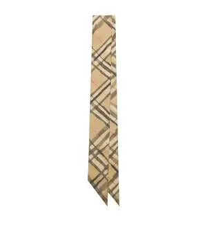 Burberry Silk Watercolour Check Twilly - Beige