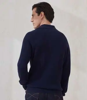 Brunello Cucinelli Cotton Polo Sweater - Blue
