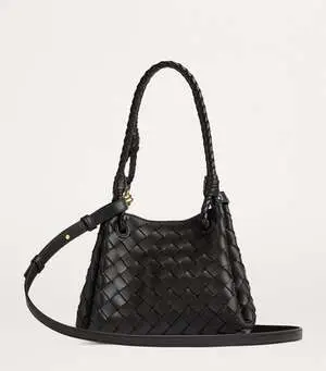 Bottega Veneta Small Leather Parachute Shoulder Bag - Black