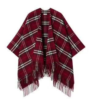 Burberry Wool-cashmere Check Cape - Red