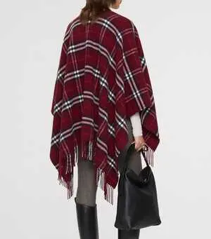 Burberry Wool-cashmere Check Cape - Red