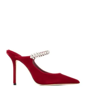 JIMMY CHOO Bing 100 Velvet Mules - Red