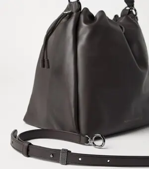 Brunello Cucinelli Leather Mellow Bucket Bag - Brown