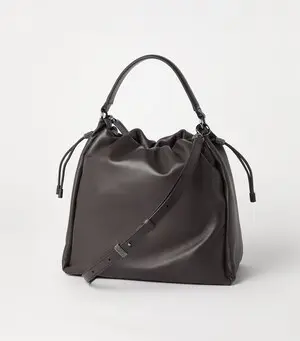 Brunello Cucinelli Leather Mellow Bucket Bag - Brown