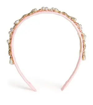 DAVID CHARLES Diamanté And Faux Pearl-embellished Headband - Pink