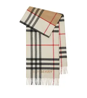 Burberry Cashmere Contrast Check Scarf - Beige