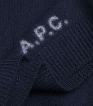 A.p.c. Merino Wool Edward Logo Sweater - Navy