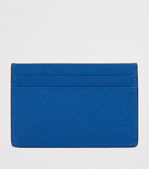 Smythson Panama Leather Card Holder - Blue