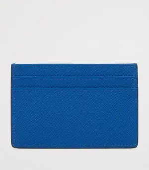 Smythson Panama Leather Card Holder - Blue