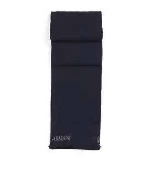 Giorgio Armani Wool Geometric Print Scarf - Blue
