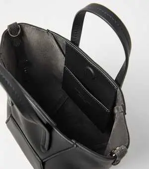 Brunello Cucinelli Bc Duo Mini Calfskin Tote Bag - Black