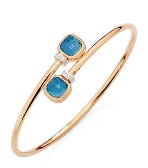 Pomellato Mixed Gold, Blue Topaz And Diamond Nudo Bangle - Rose Gold