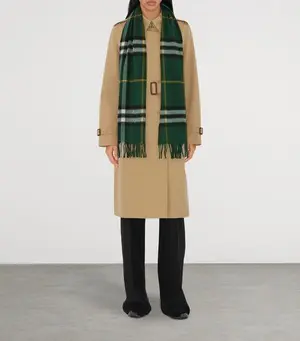 Burberry Cashmere Check Scarf - Green