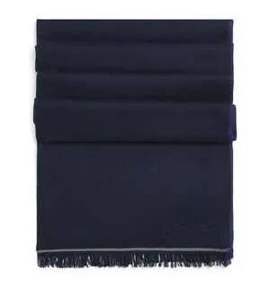 Brioni Cashmere Fringed Scarf - Blue