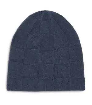 Giorgio Armani Cashmere Patchwork Beanie - Blue