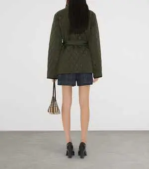 Burberry Quilted Belted Field Jacket - Grey