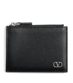 Valentino Garavani Leather Vlogo Coin And Card Holder - Black