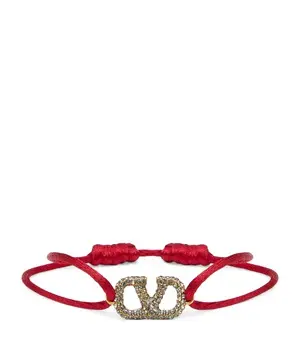 Valentino Garavani Crystal VLogo Signature Bracelet Red