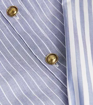 Sandro Striped Cotton Shirt With Bow Detail - Blue