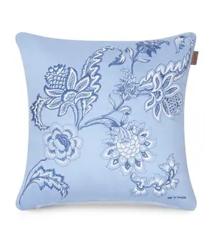 Etro Cotton Bloom Embroidered Cushion Blue