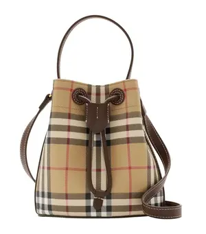 Burberry Mini Check Bucket Bag - Beige