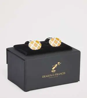 DEAKIN & FRANCIS Sterling Silver And Enamel Cufflinks - Brown