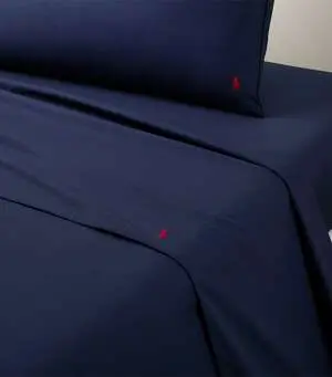 Ralph Lauren Cotton Player Super King Flat Sheet - Navy