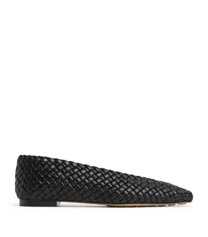 Bottega Veneta Intreccio Leather Sofia Ballet Flats - Black