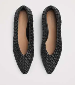 Bottega Veneta Intreccio Leather Sofia Ballet Flats - Black