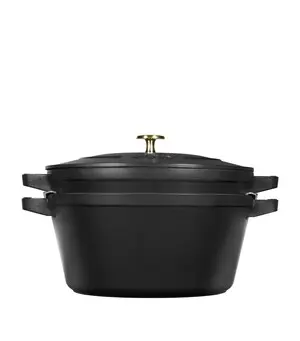 STAUB 2-piece Round Stackable Cocotte Set - Black