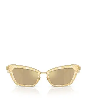 Dolce & Gabbana Steel Square Frame Sunglasses - Gold