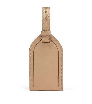 Smythson Panama Leather Luggage Tag - Metallic