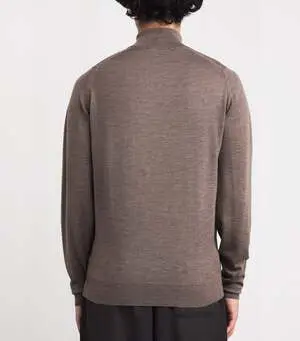 John Smedley Merino Wool Quarter-zip Sweater - Brown