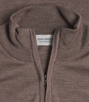 John Smedley Merino Wool Quarter-zip Sweater - Brown