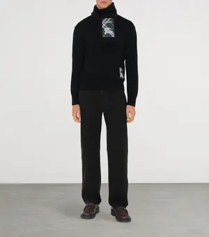 Burberry Cashmere Check Patch Scarf - Black