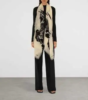 Burberry Wool Wide Ekd Scarf