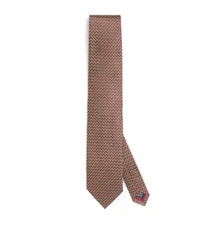 Pal Zileri Silk Geometric Jacquard Standard Necktie - Red