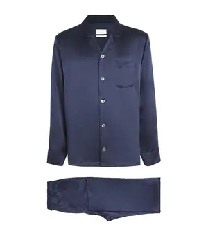Harrods Silk Pyjama Set - Navy