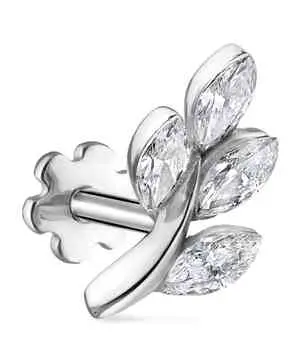 MARIA TASH Diamond Vine Threaded Stud Earring - White