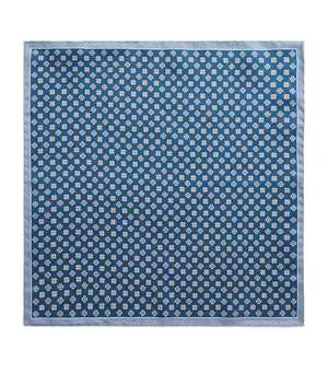 Canali Silk Tile Print Pocket Square - Blue