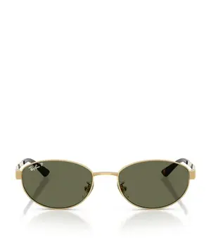 Ray-ban Metal Oval Sunglasses - Gold
