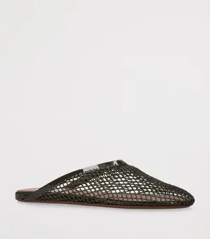 Alaïa Fishnet Mules - Green