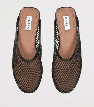 Alaïa Fishnet Mules - Green