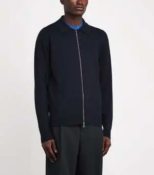 John Smedley Merino Wool Hybrid Overshirt - Navy