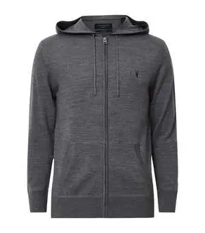 ALLSAINTS Merino Wool Mode Hoodie - Grey