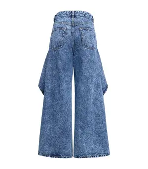 Alaïa Ruffled Split Jeans - Blue